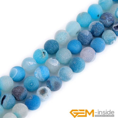 Natural Colorful Frost Geode Agate Round Beads For Jewelry Making 8mm ...