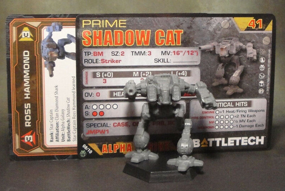 Battletech Shadow Cat Mech + Pilot Cards Alpha Strike Clan Command Star ...