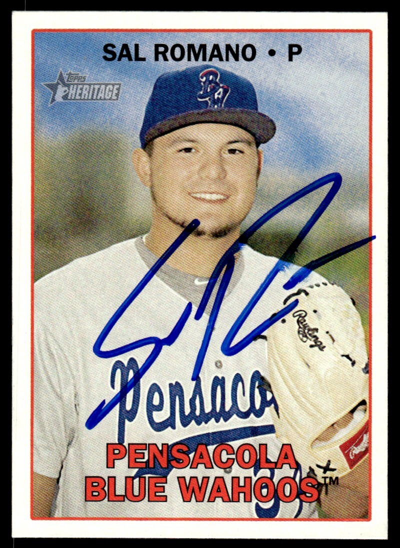 2016 Topps Heritage Minor League Sal Romano Auto Pensacola Blue Wahoos ...