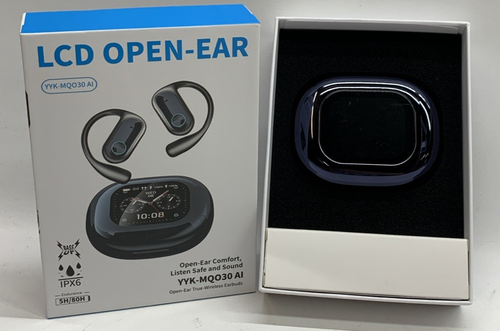 YYK-MQO30 AI LCD Open-Ear Earbuds Blue/Black Ultra-lightweight Wireless ...