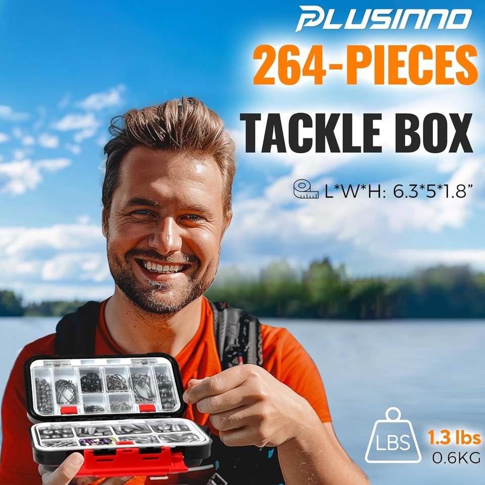 PLUSINNO 264/397pcs Fishing Accessories Kit, Organized Fishing Tackle ...