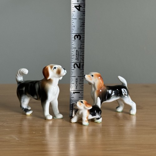 Vintage Miniature Beagle Family Bone China Dog Figurines Set Of 3 | eBay