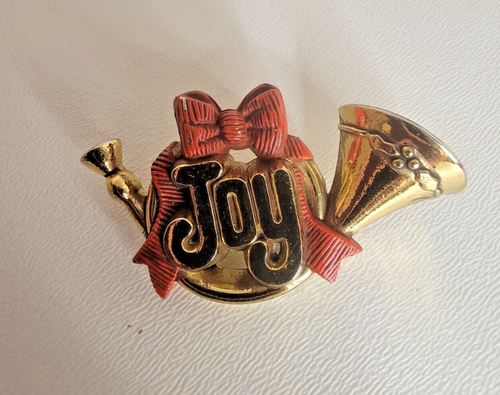 Hallmark Christmas Joy French Horn Pin Brooch Signed Vintage Holiday ...