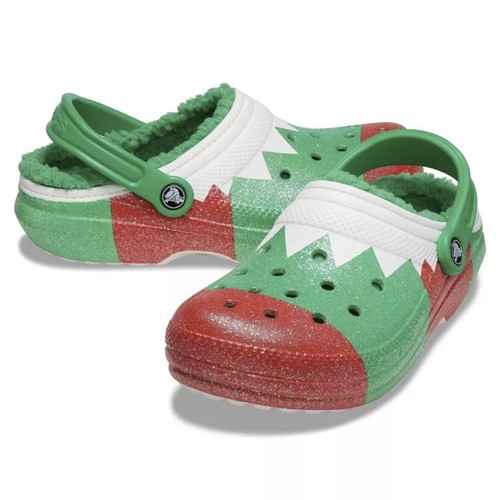 Crocs Classic Lined Holiday Clogs Christmas Elf Green Red Women Size 7 ...