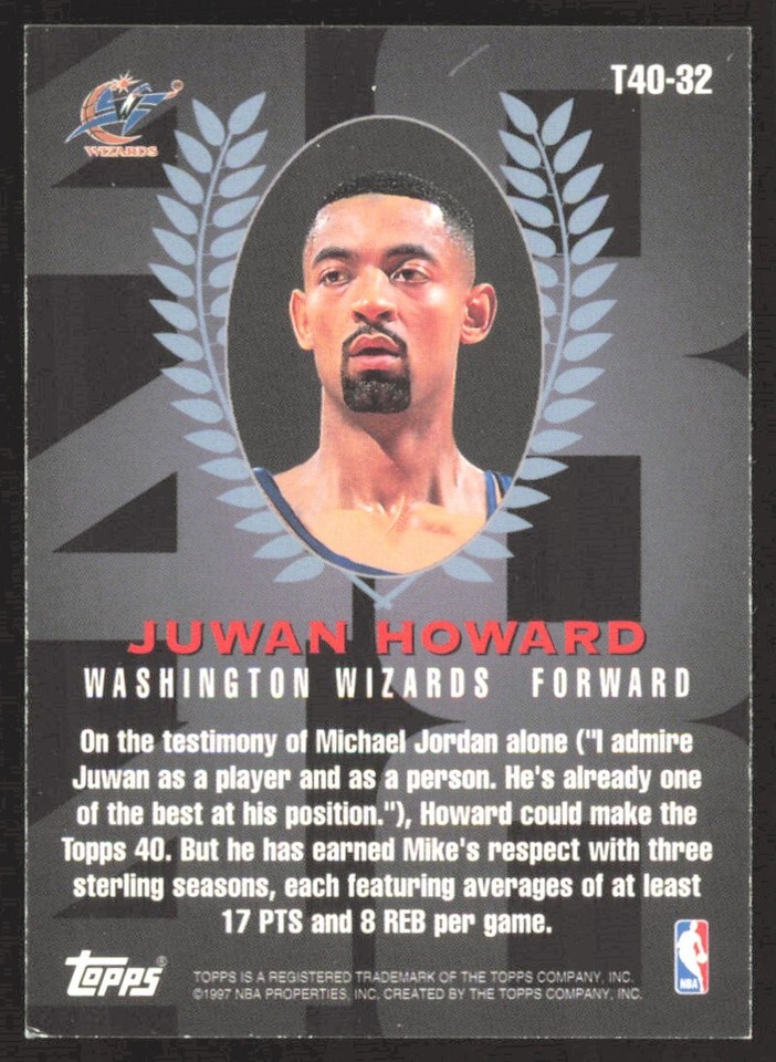 1997-98 Topps 40 Juwan Howard Washington Wizards #T40-32 | eBay