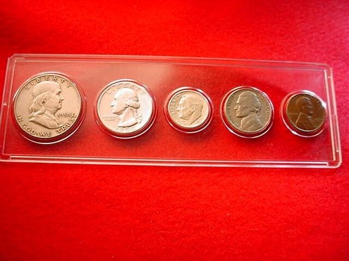 1950 PHILADELPHIA 5 COIN MINT SET 90% SILVER KEY DATE COINS--GREAT ...