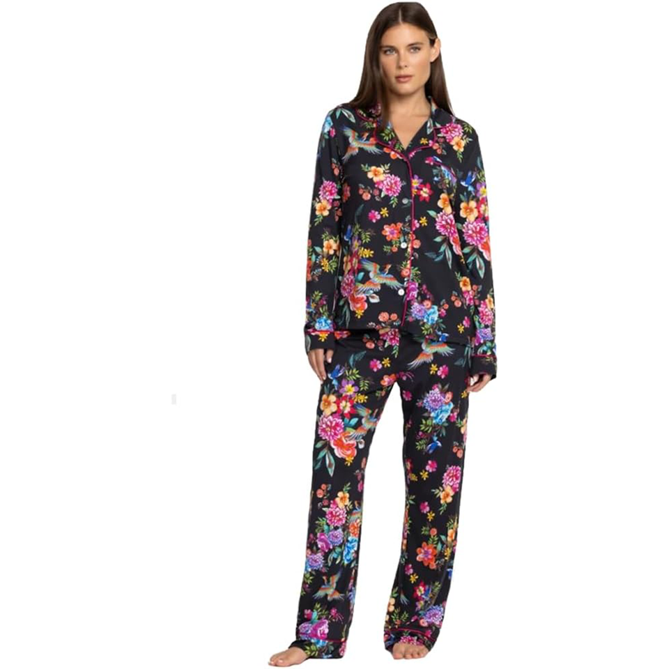 Johnny Was Sognatore Nero Swim Wear Surf Shirt Rash Guard Black Floral ...