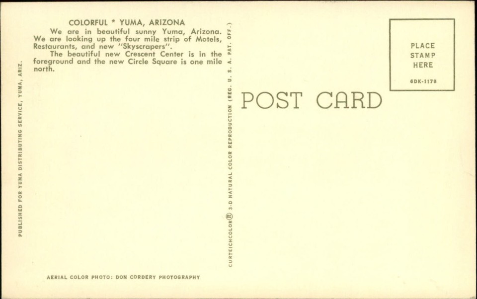 Aerial View Yuma Arizona vintage postcard d672 | eBay