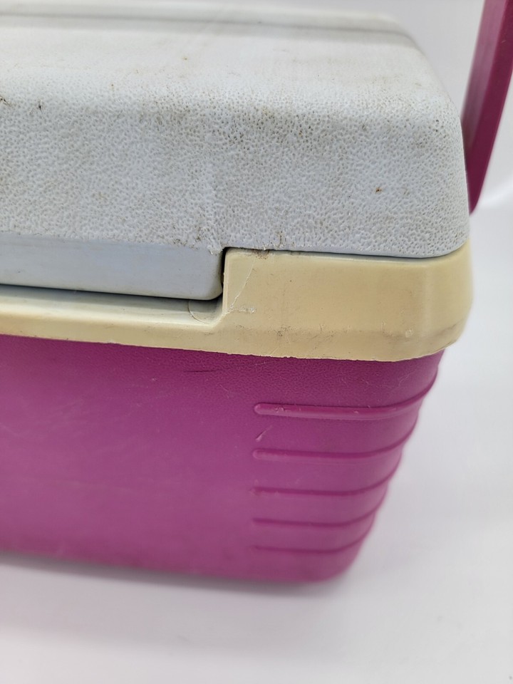 Vintage PINK Rubbermaid Mini Ice Chest Cooler Lunch Box 2901 3 Qt Holds ...