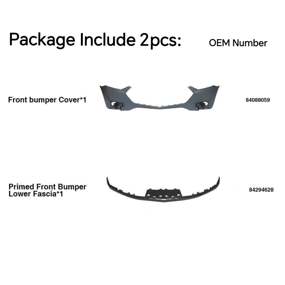 Front Bumper Cover Upper With Lower Fascia Fit For 2018-2021 Chevrolet ...