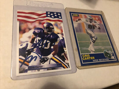 💥CRIS CARTER 💥SIGNED Card And ROOKIE Score CARD (2 Card LOT) HOF RC ...