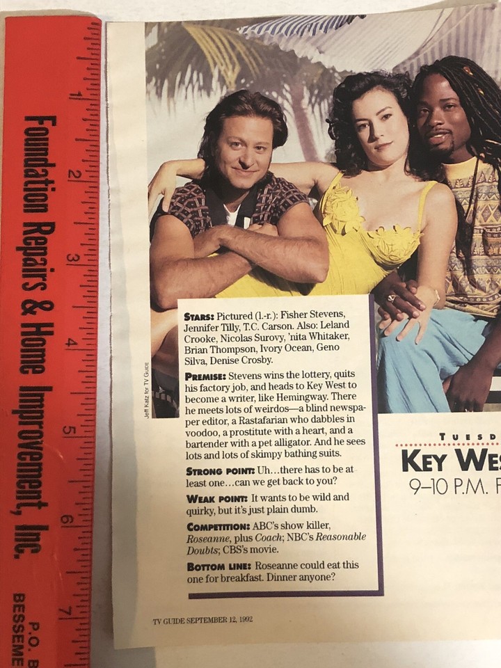 Key West Vintage Tv Guide Print Ad Fisher Stevens Jennifer Tilly Tpa28 ...