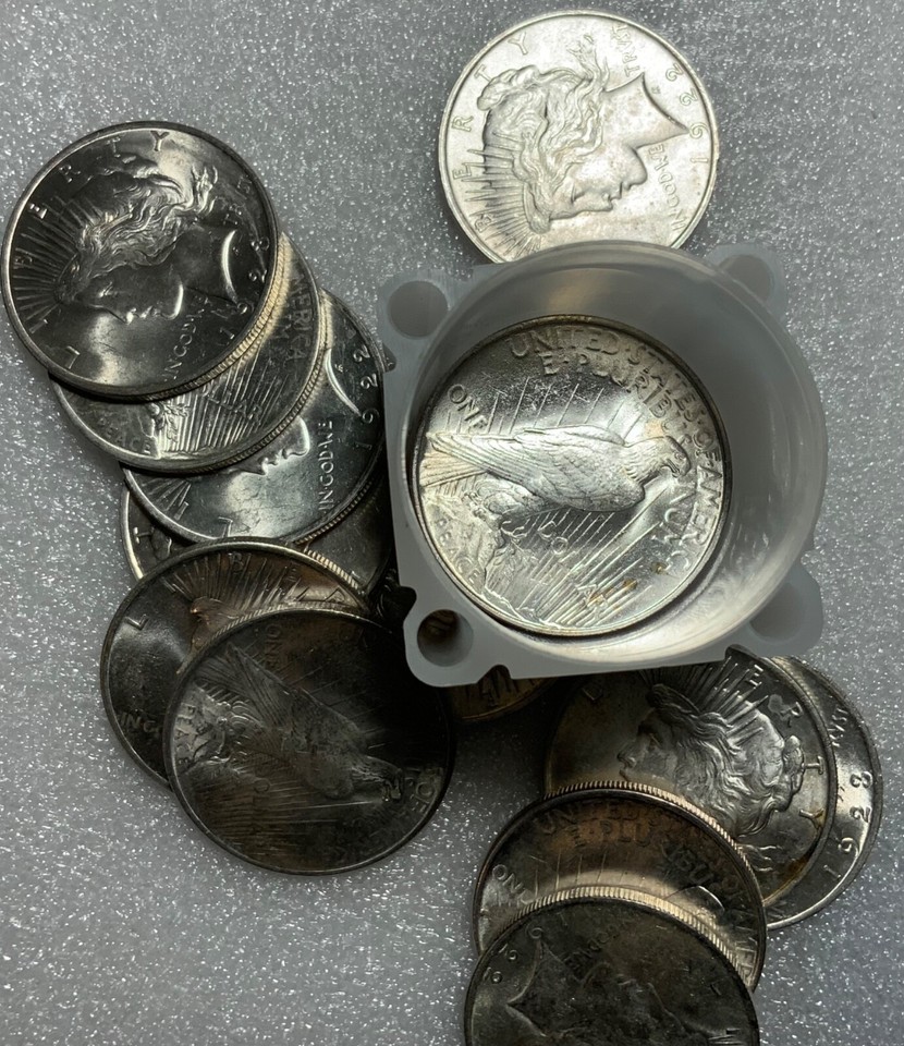 Peace Dollar Roll $20 Face 90% Silver (BU/ UNC (Lot of 20) Random Dates ...