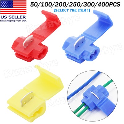 50/400X Lock Snap Wire Connectors Quick Splice Electrical Cable Crimp ...