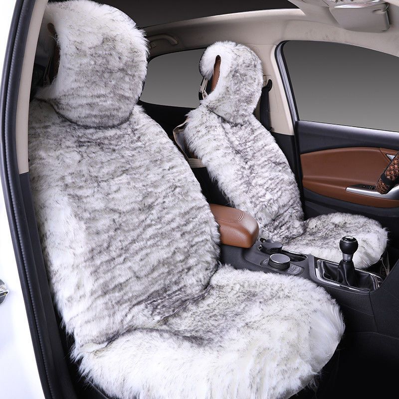 1X Soft Faux Sheepskin Fur Car Seat Cover Warm Plush Full Car Front ...