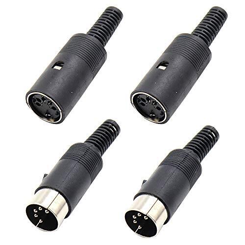 2 Sets Female + Male DIN Adapter Socket Audio AV Connector Black 5Pin ...