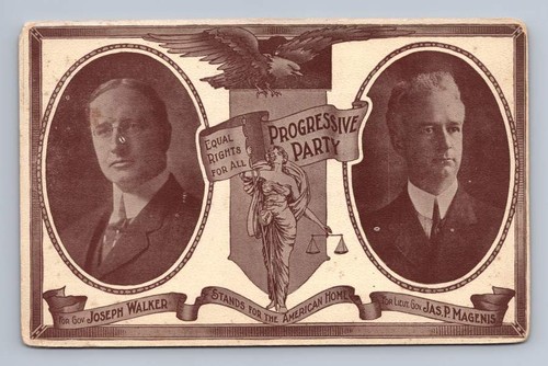 Massachusetts Governor Jos. Walker PROGRESSIVE Party PLATFORM Antique ...