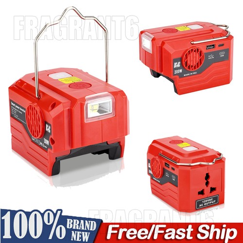 200W Power Bank Portable Inverter For Milwaukee 18V Battery To AC 110V ...