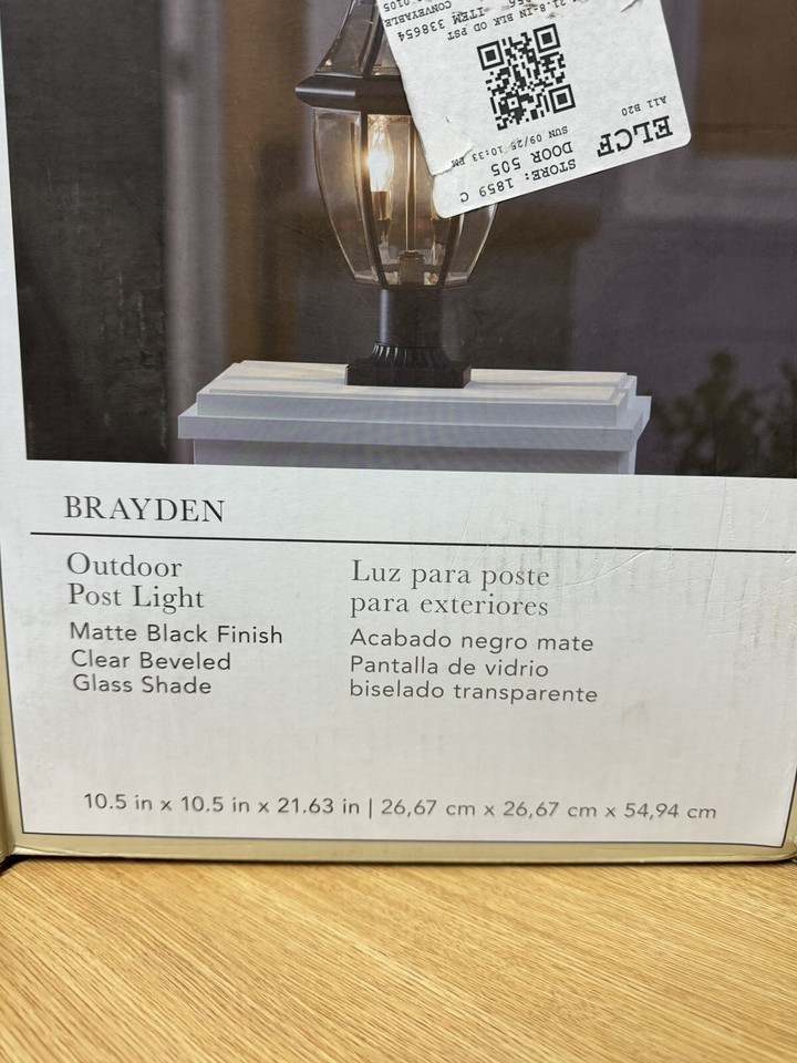 allen + roth Brayden 21.63-in Matte Black Traditional Outdoor Light ...