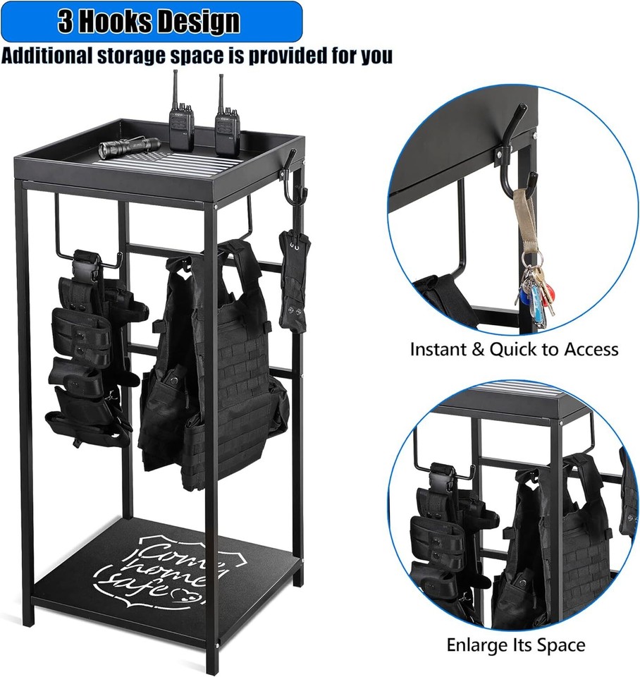 Police Gear Stand, Police Hanger, Tactical Duty Gear Rack with 3 Hooks ...