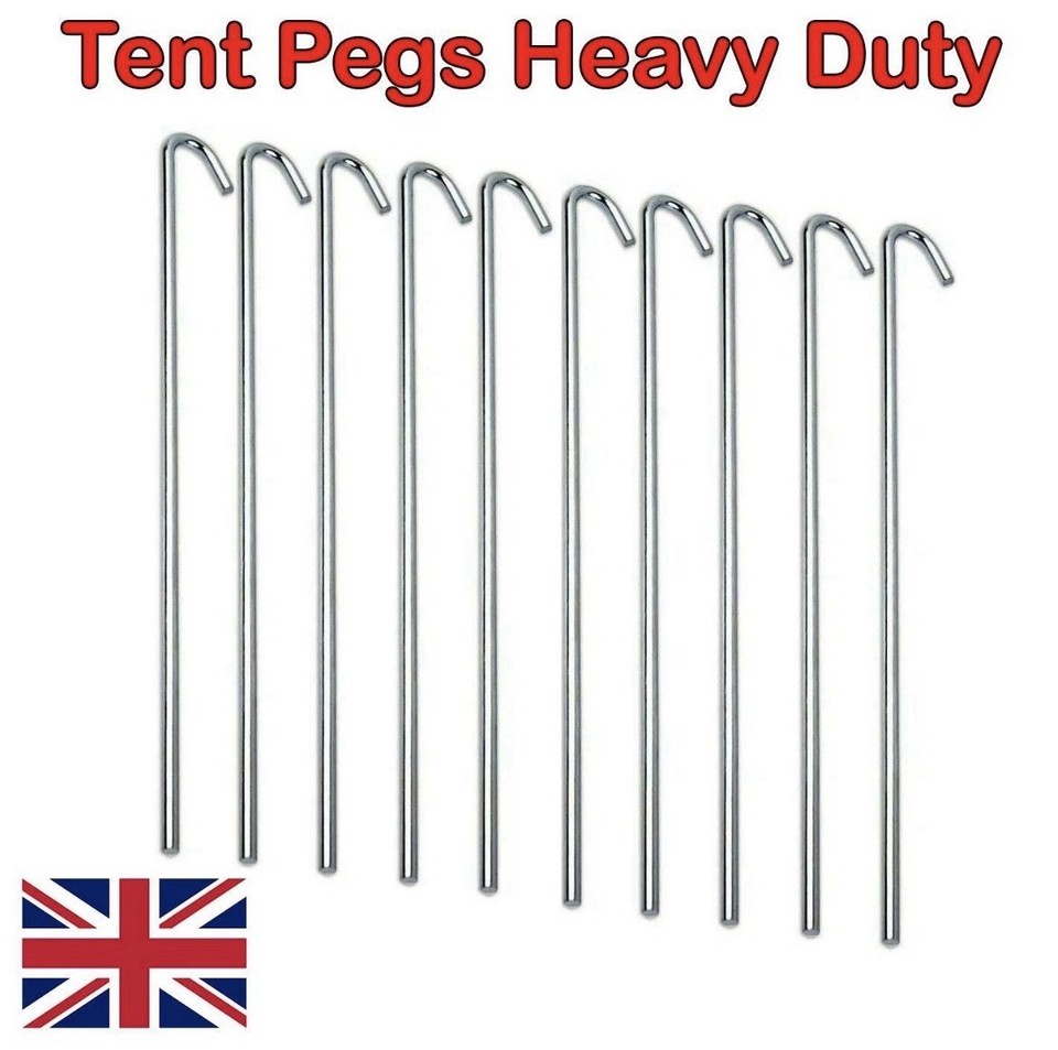 Pack of 20 Tent Pegs Heavy Duty Steel Tent Pegs Metal Camping Ground ...
