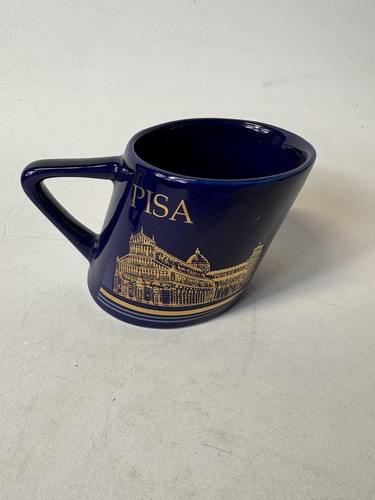 Leaning Tower of Pisa Slanted Mug Cobalt Blue with Gold Images of Pisa ...