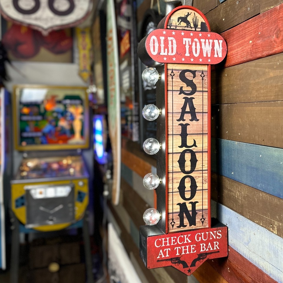 Saloon Double Sided Vintage Inspired 25" Battery Operated Marquee LED ...
