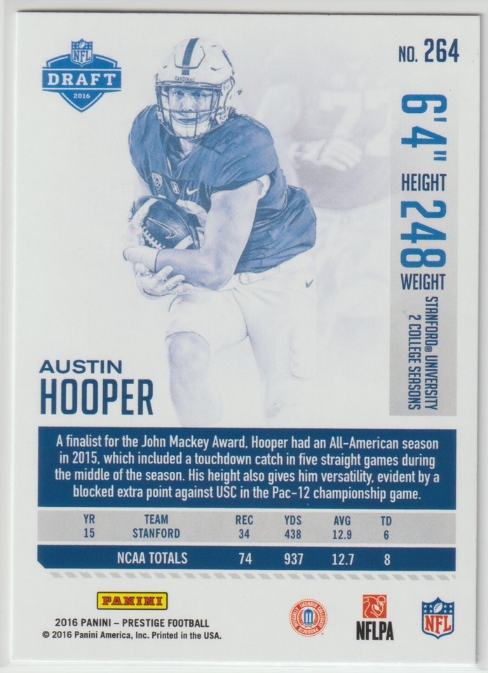 2016 Panini Prestige - AUSTIN HOOPER - RC ROOKIE #264 - Atlanta Falcons ...
