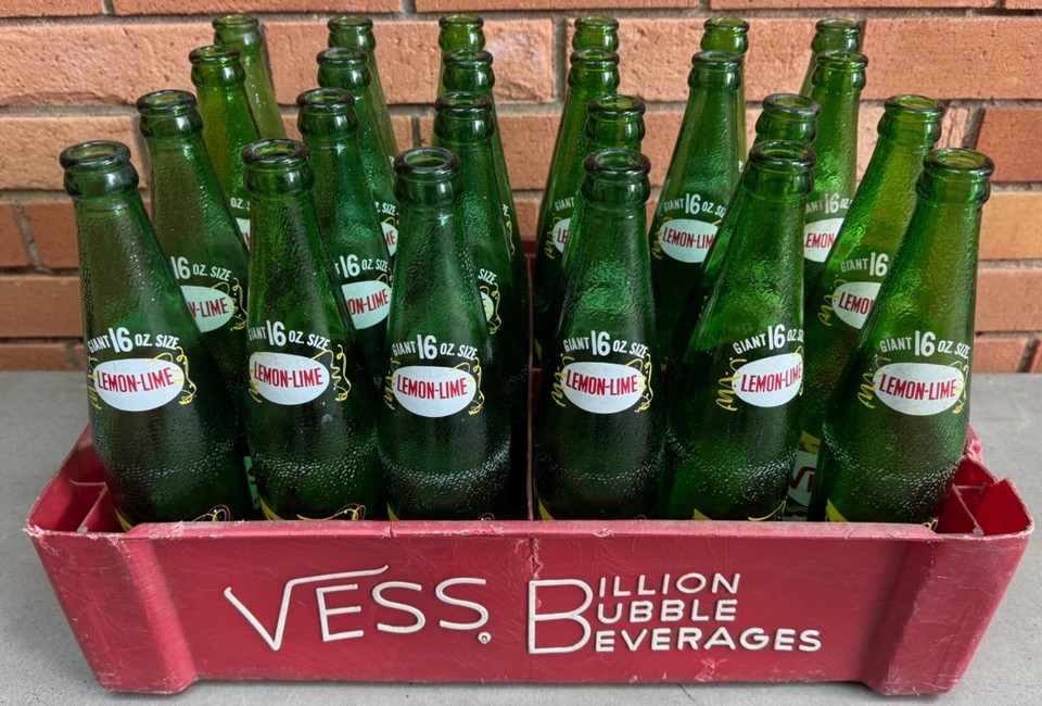 Vintage VESS Soda Pop Textured Green Bottle Beverage 16oz St. Louis ...