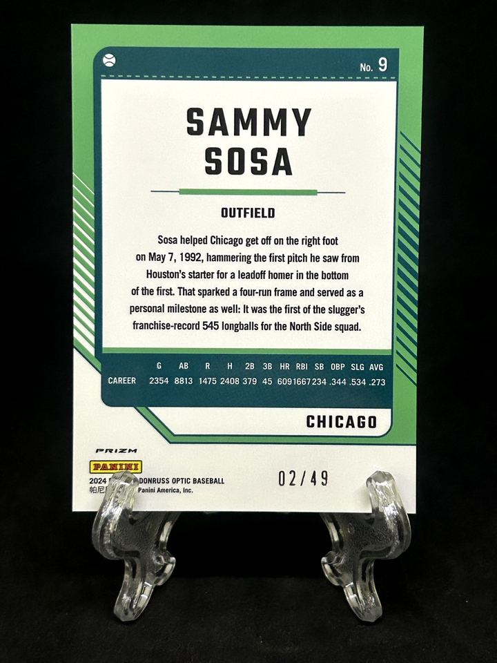 Sammy Sosa 2024 Panini Donruss Optic Purple Prizm #'d to /39 | eBay