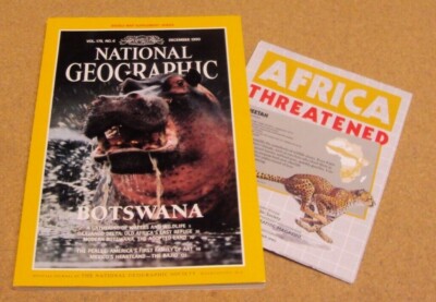 National Geographic December 1990 Africa Botswana Wildlife Peale w/Map ...