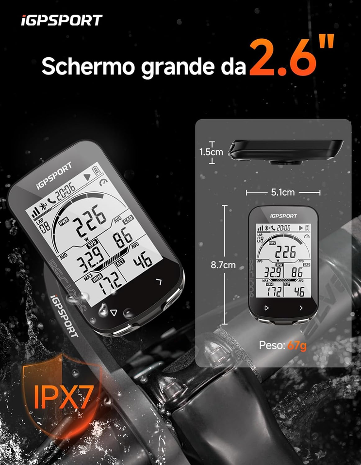 BSC100S Ciclocomputer GPS Compatibile Contachilometri Bici Senza Fili ...