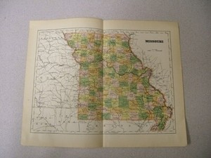 Map of Missouri with Railroads, Counties, Towns Color Plate circa 1900 ...