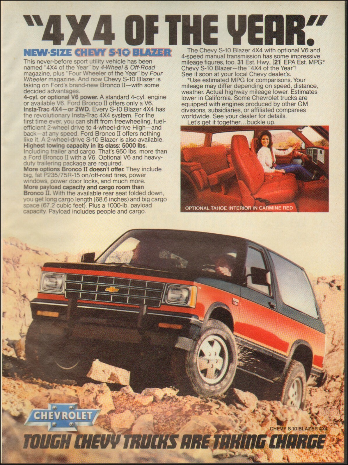 1980 Print ad for Chevrolet New Size Chevy S-10 Blazer`Red Black ...