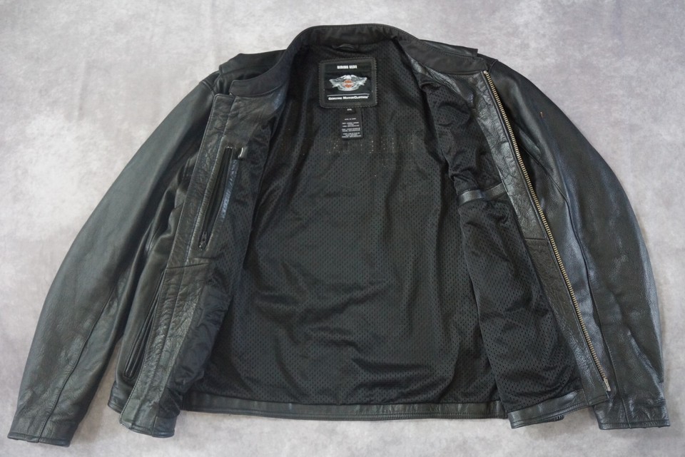 Harley Davidson Men Roadway Bar&Shield Black Leather Biker Jacket 2XL ...