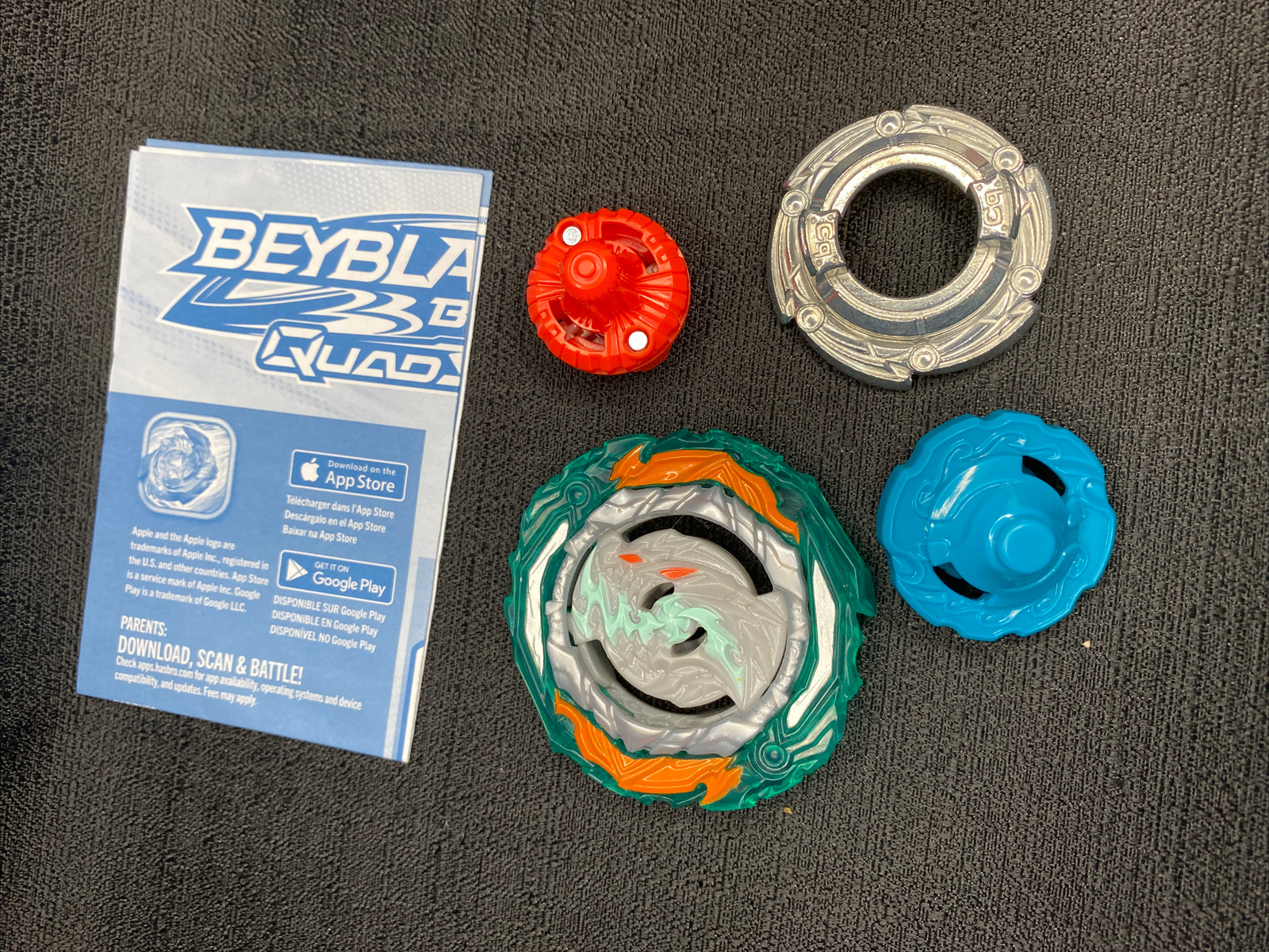 Beyblade Burst Quad Strike Top 4 In 1 Pack Chain Kerbeus H8 Hasbro Spin ...