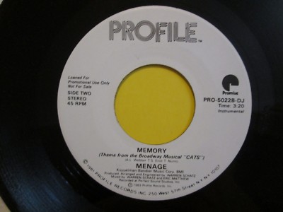 Menage Memory Theme From Cats PRO-5022 Disco Promo 45 | eBay