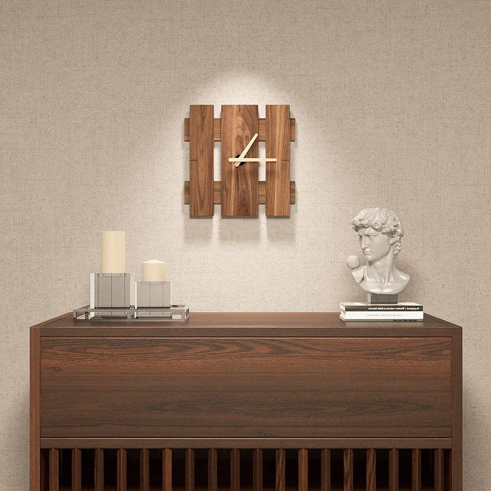 CONSDAN Wall Clock Battery Operated Wooden Wall Clock for Kitchen ...