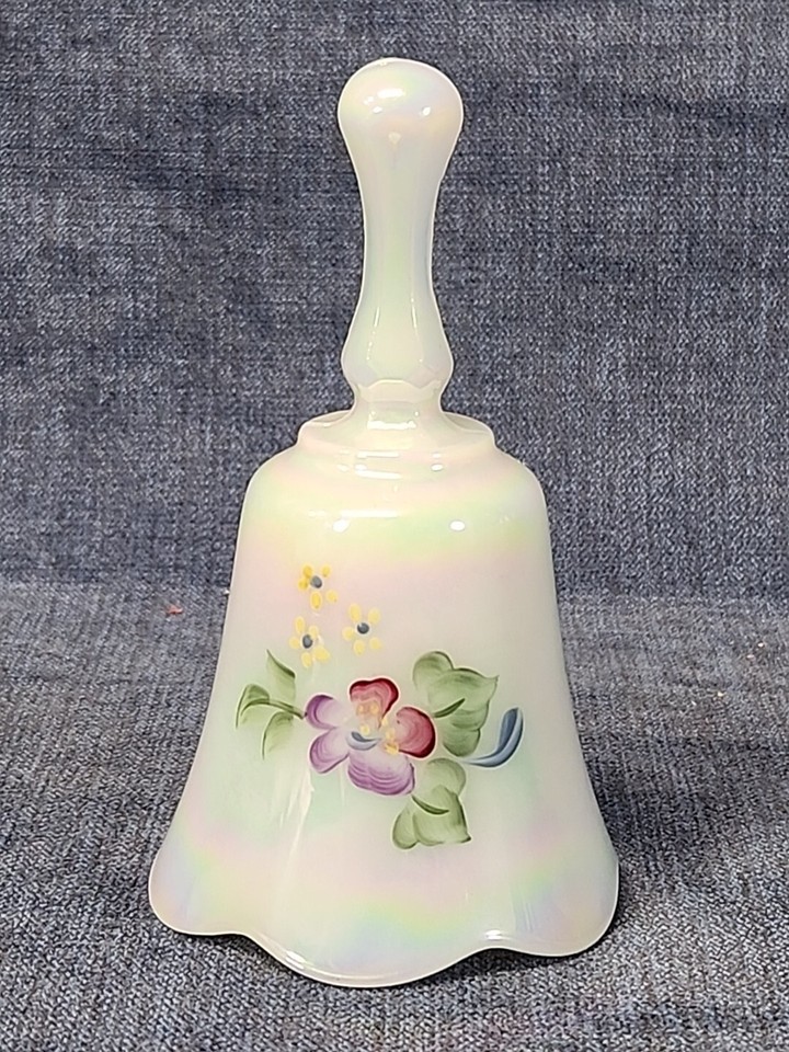 Vintage Fenton Opalescent Hand Painted Glass Bell Flowers Signed S ...