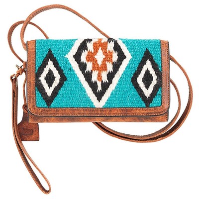Angel Ranch Western Womens Crossbody Bag Clutch Leather Woven Teal ...