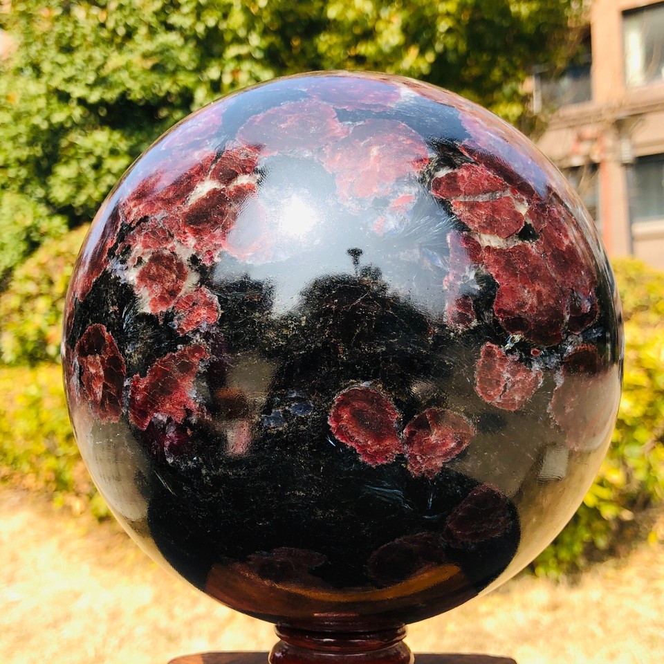 15.35LB Large Natural Garnet Sphere Crystal Firework Stone Ball Reiki ...