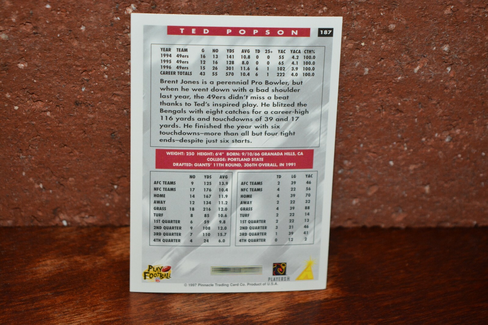 FOOTBALL SAN FRANCISCO 49ERS TED POPSON CARD SCORE 1997 | eBay