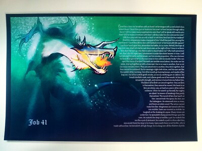 Job 41 Leviathan 10x12 print Wall art Bible Verse dragon dinosaur ...
