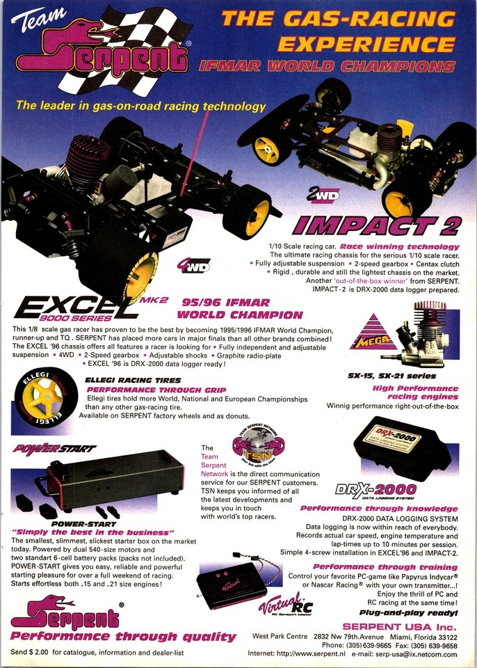 Team Serpent Impact 2 Chassis Print Ad Wall Art Decor Excel 2000 Series ...