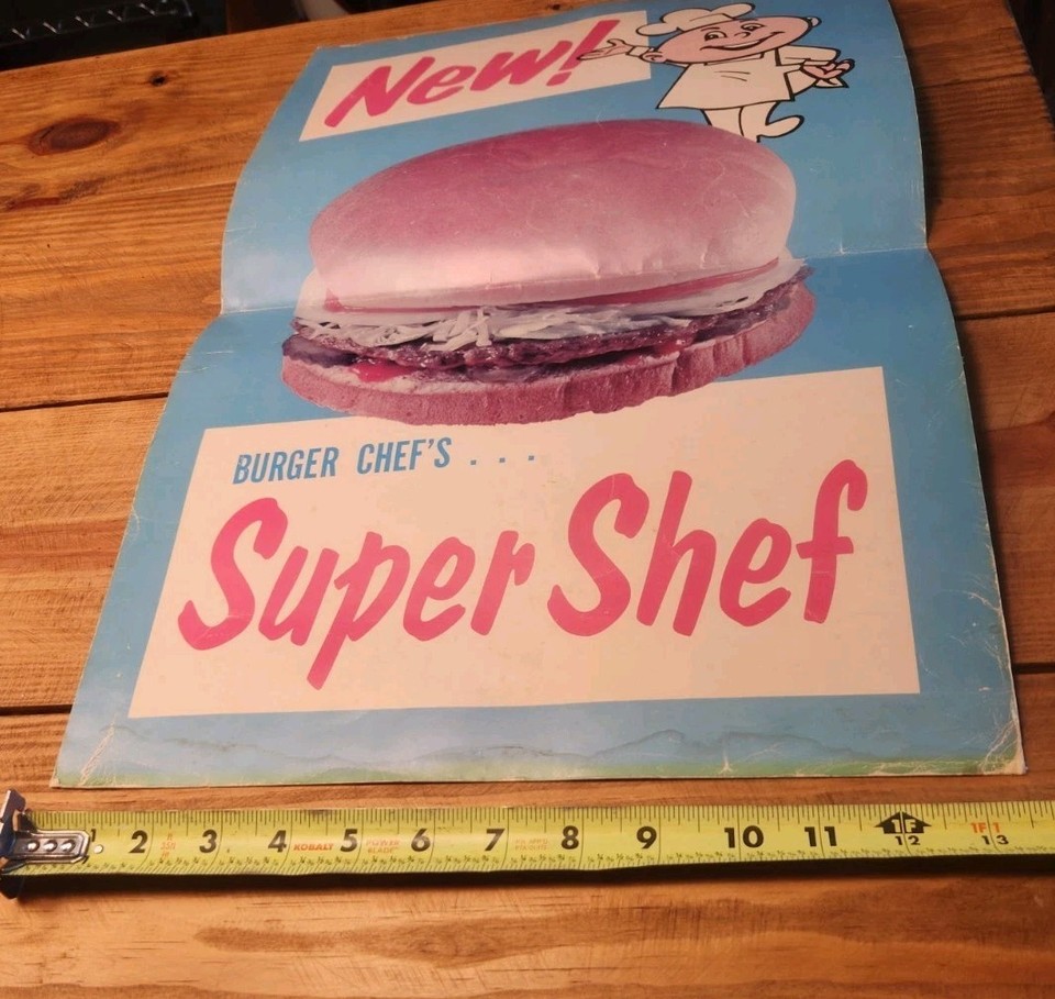 1960s BURGER CHEF Restaurant Signature Item SUPER SHEF Promotional ...