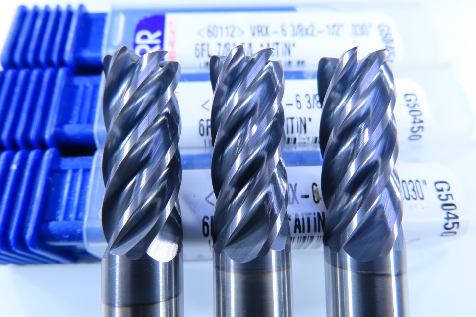 LOT ( 3 PCS ) NEW 3/8" GARR VRX 6 FLUTE 60112 SOLID CARBIDE END MILLS ...