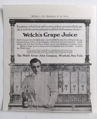 1907 Welch Grape Fruit Co. Antique Print Ad Welch's Grape Juice at Soda ...