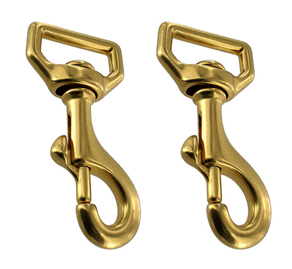 2 Swivel Snap Dogs Leather Horses Reins Clips Steel Brass Plated 1 ...