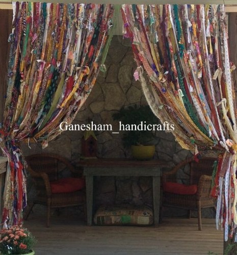 100 Strands, Bohemian gypsy rag Window Bohemian Valance Indian Backdrop ...