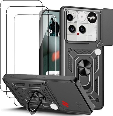 For Nothing Phone (3) Case, Shockproof Ring Phone Cover + Glass Screen ...